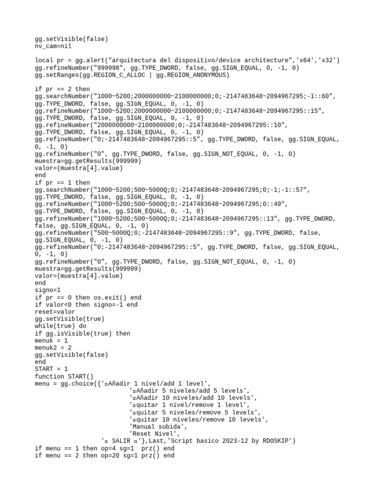 Script Nivel Basic X32-64.lua | PDF