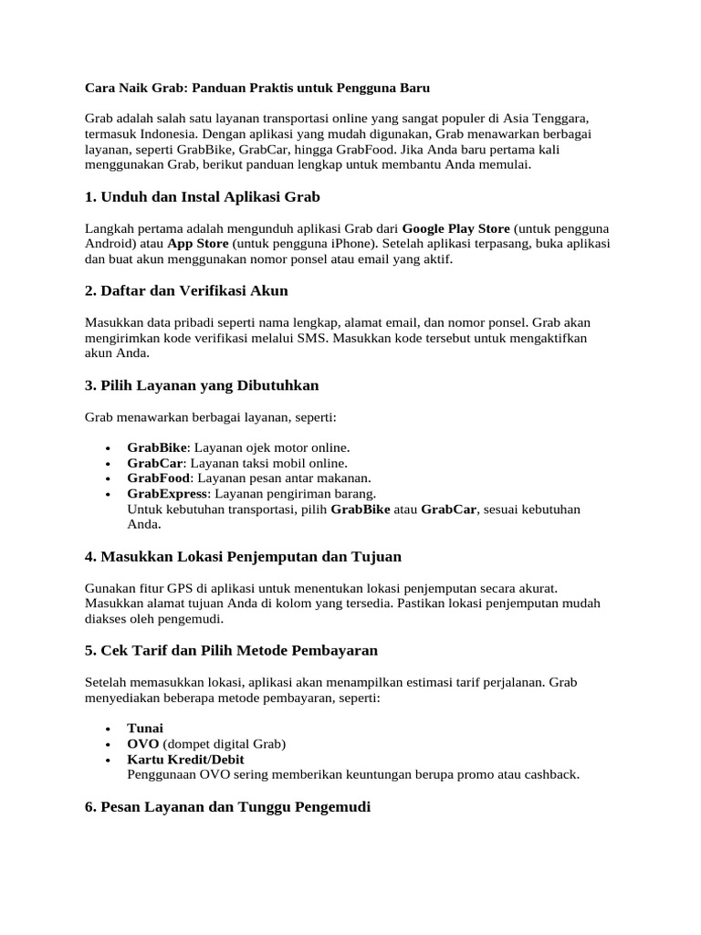 Cara Naik Grab | PDF