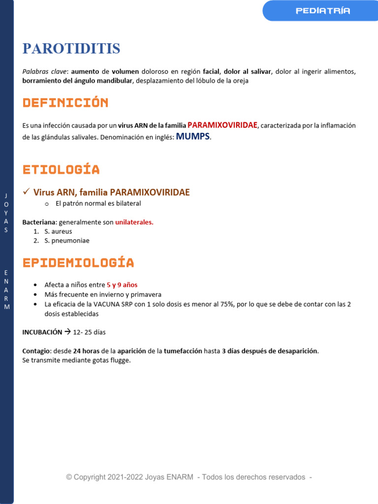 Parotiditis: Causas, Síntomas y Tratamiento | PDF | Medicina CLINICA ...