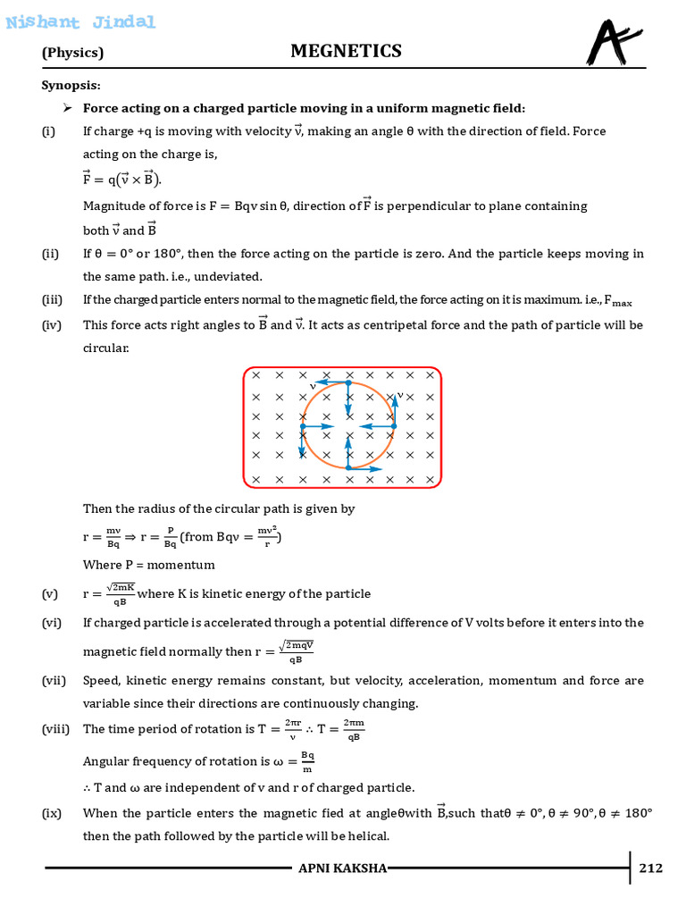 Nitin Magnetism DPP | PDF | Magnetic Field | Force