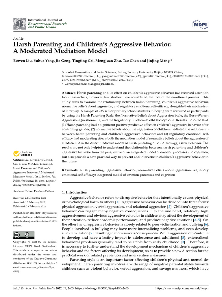 Harsh Parenting and Childrens Aggressive Behavior | PDF | Aggression ...
