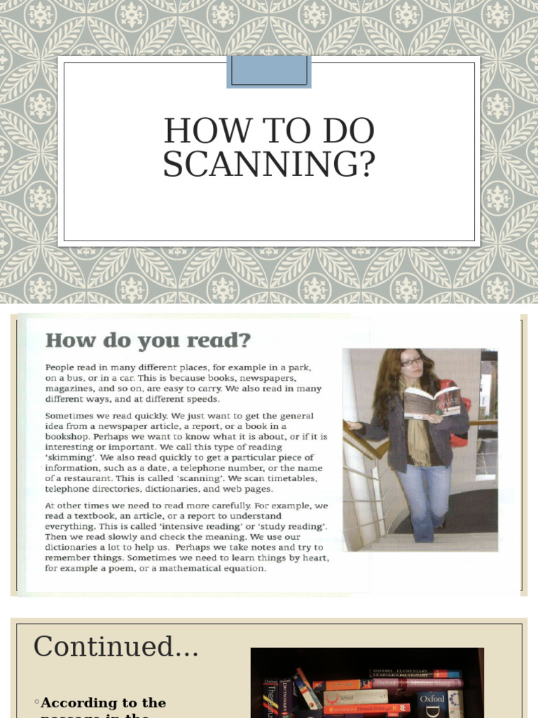 Reading Strategy-Scanning Meeting 3 | PDF