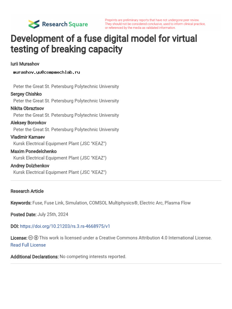 Development of A Fuse Digital Model For Virtual Te | PDF | Fuse ...