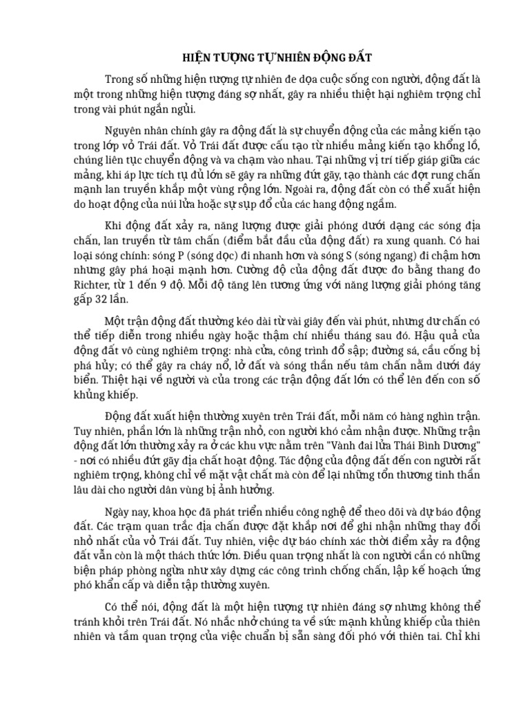 Hien Tuong Tu Nhien Dong Dat | PDF