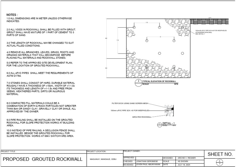 GROUTED ROCKWALL PLAN 2 | PDF | Natural Materials | Building Engineering