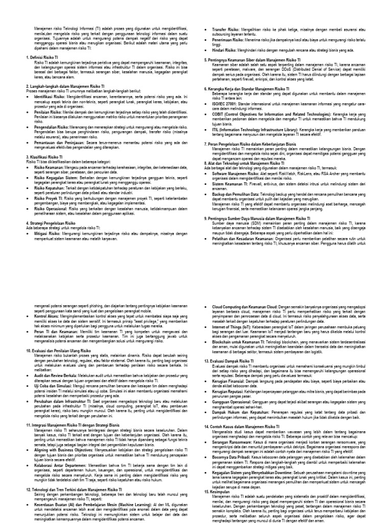 Manajemen Risiko TI | PDF