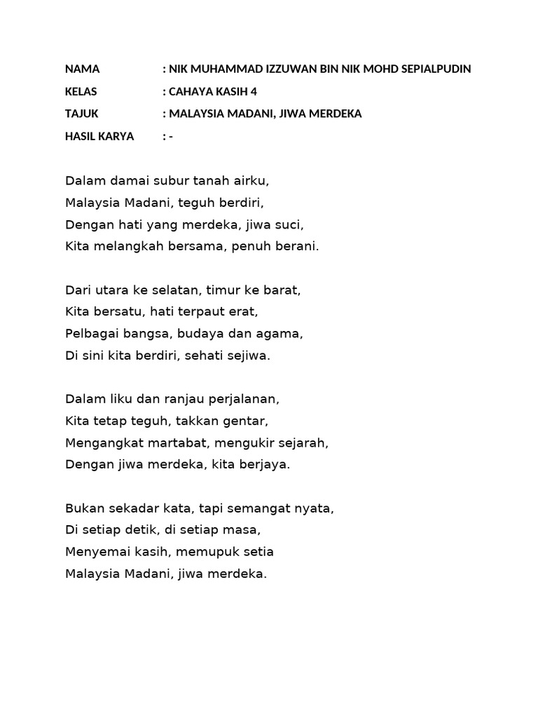 Sajak Jiwa Merdeka Edited | PDF