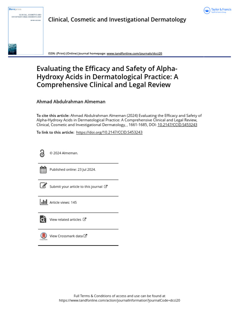 Evaluating The Efficacy and Safety of Alpha-Hydroxy Acids in ...