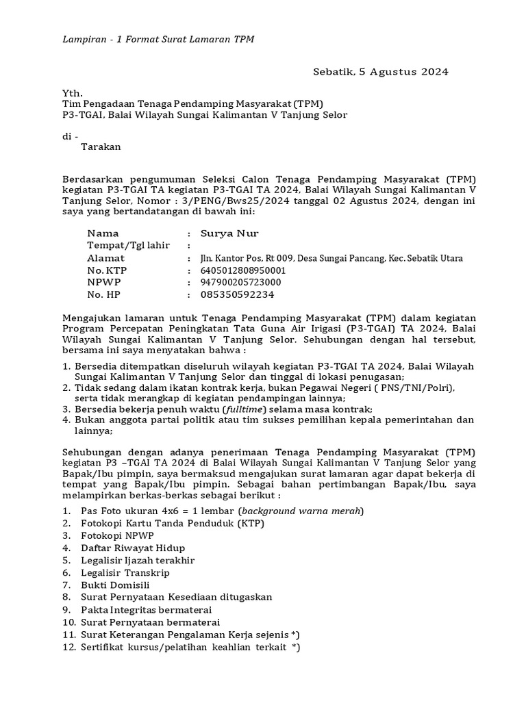 Pendaftaran TPM 2024 | PDF
