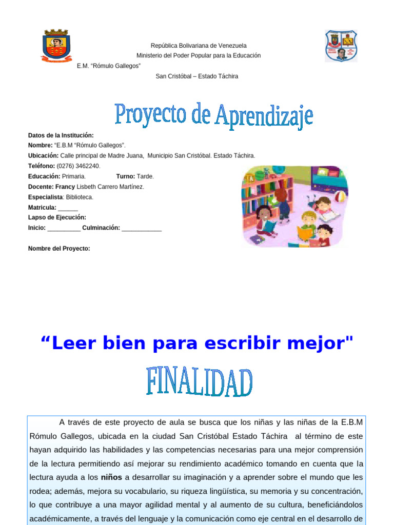 PROYECTO DE VALORES | PDF | Comprensión lectora | Modificación de comportamiento