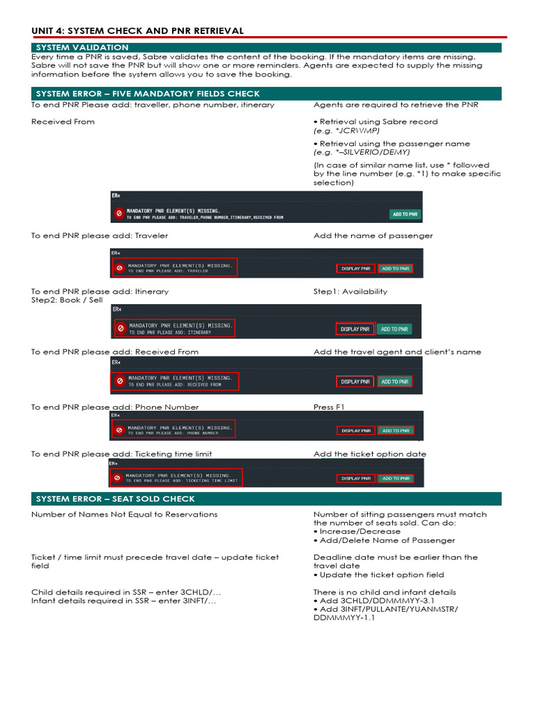 Unit 4: System Check and PNR Retrieval | PDF | Information Technology | Airlines