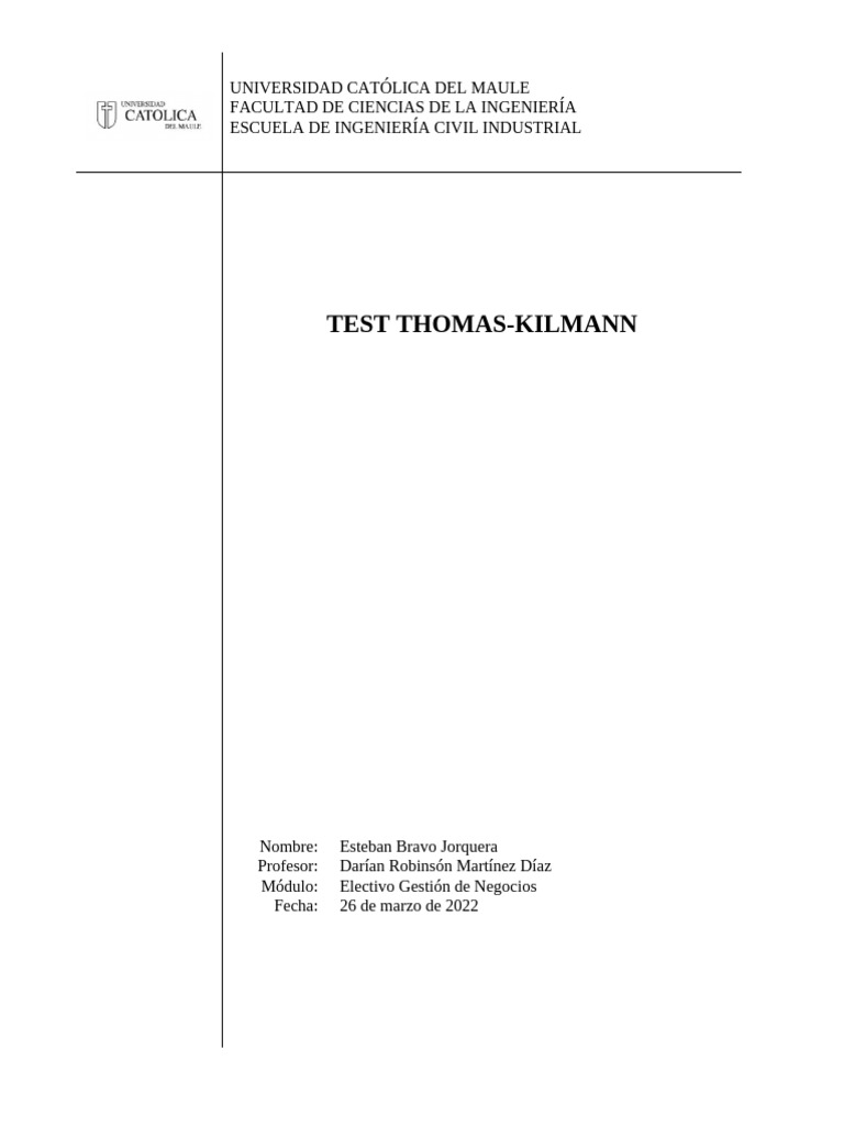 Test Thomas-Kilmann | PDF | Sicología | Psicología Social
