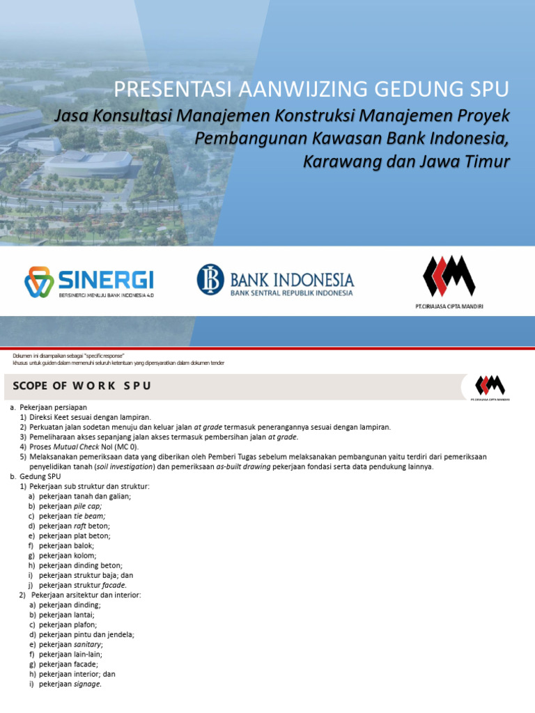 PK-07 Presentasi Aanwijzing Spu Proyek Sinergi Bi - 03 | PDF