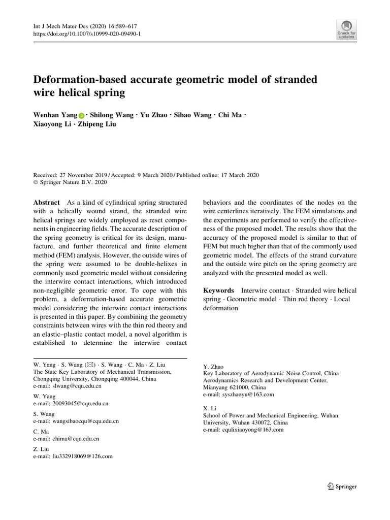 Accurate Model for Helical Spring Geometry | PDF | Bending | Stress ...