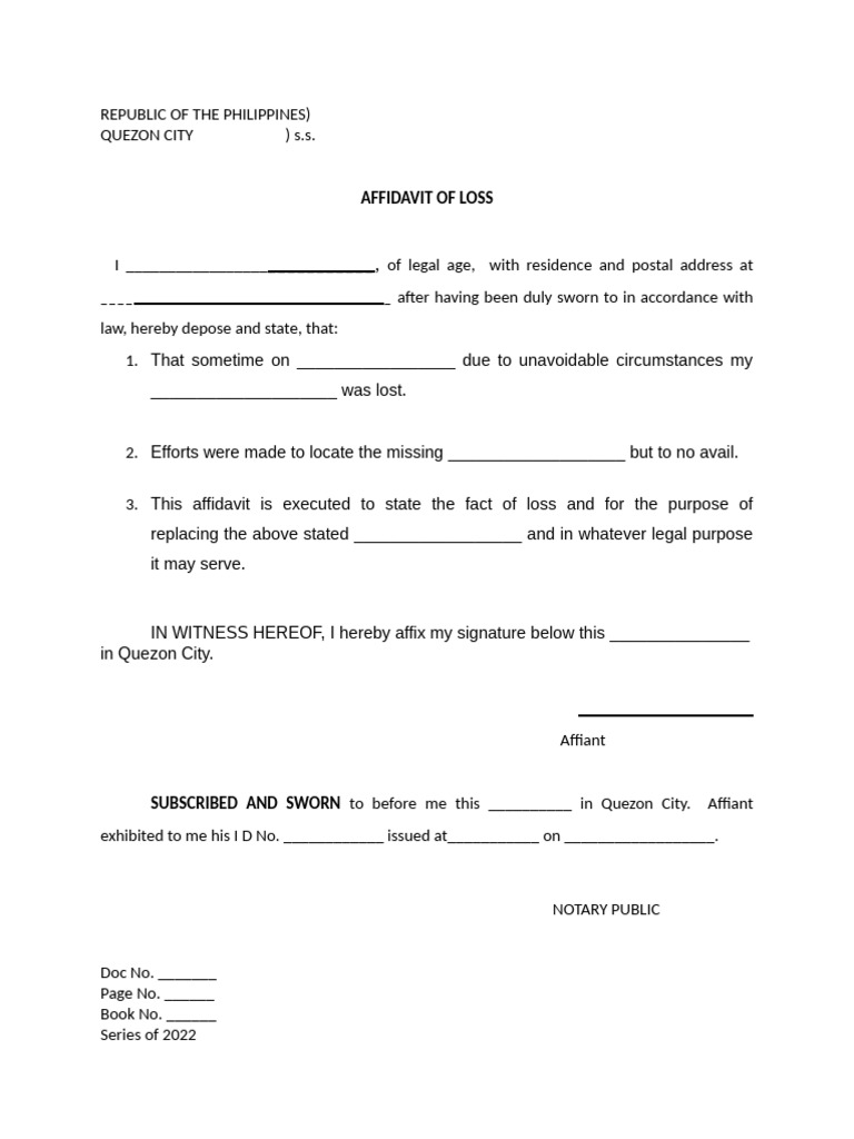 Aff Loss Id BLANK | PDF