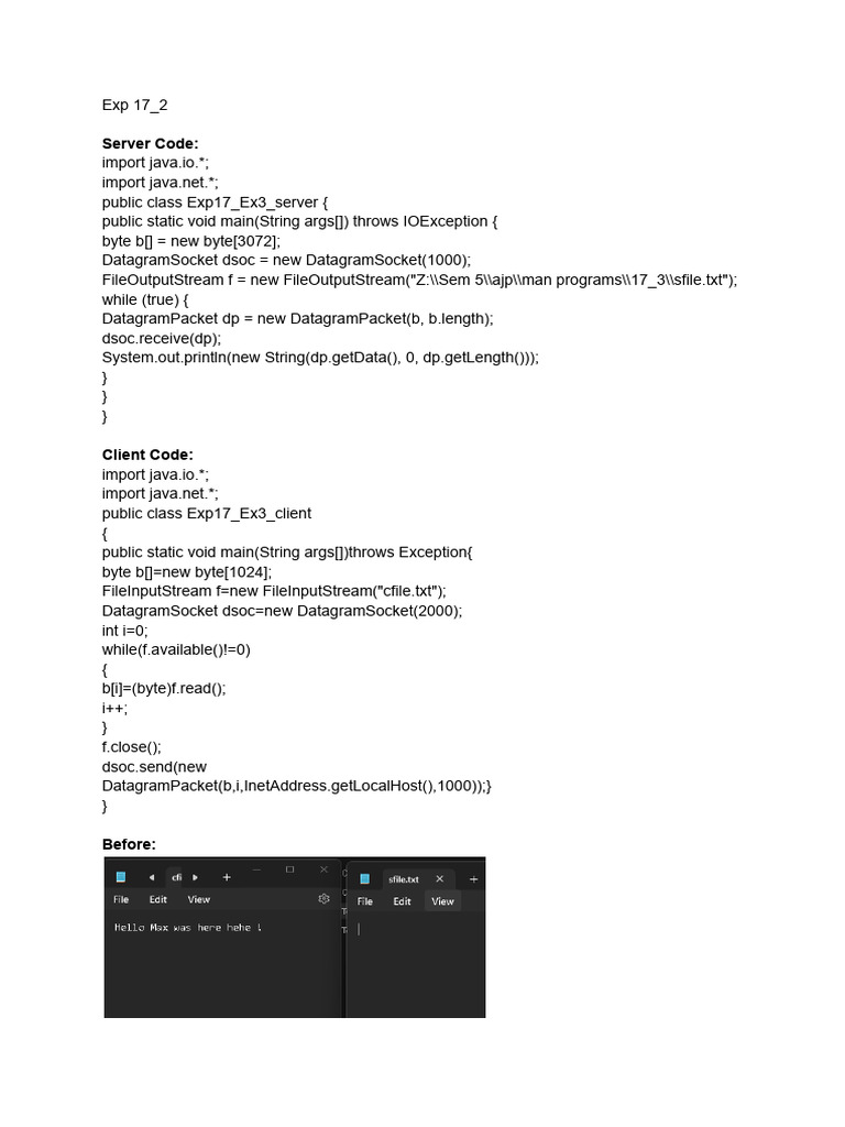 Java UDP Server-Client Example Code | PDF | Technology & Engineering