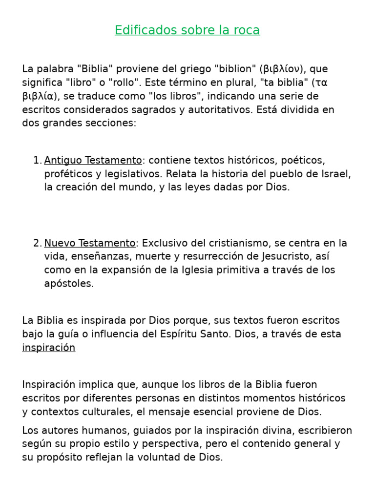 Edificados Sobre La Roca | PDF | Biblia | Dios