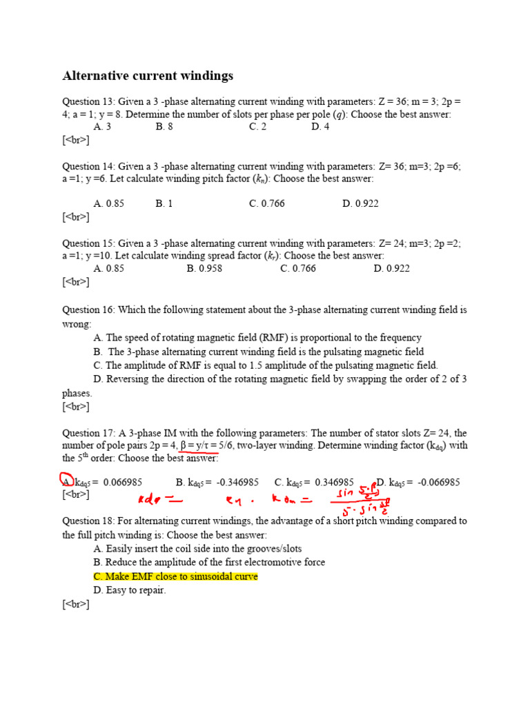 Excercise - Chapter 3 - General Issues of Elec Machines | PDF | Alternating Current | Inductor