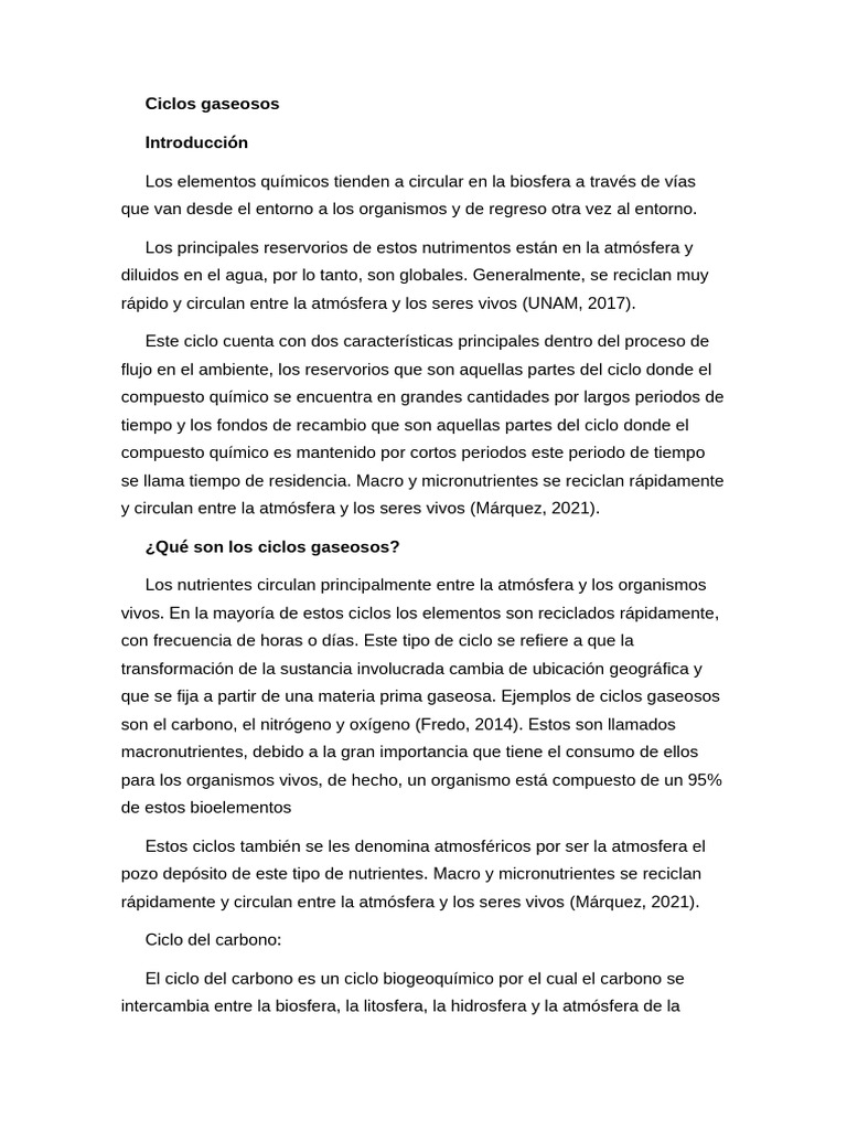 Qué Son Los Ciclos Gaseosos... | PDF | Oxígeno | Ciclo del carbono