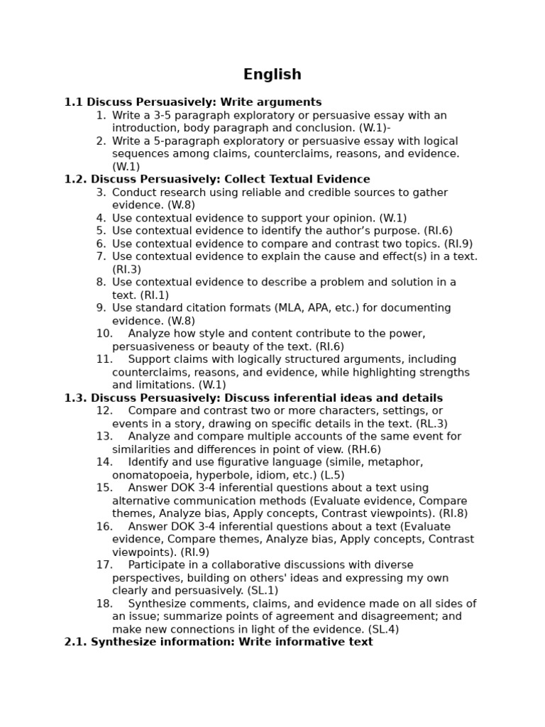 ELA+GS Standards - SciMethod | PDF | Infographics | Part Of Speech