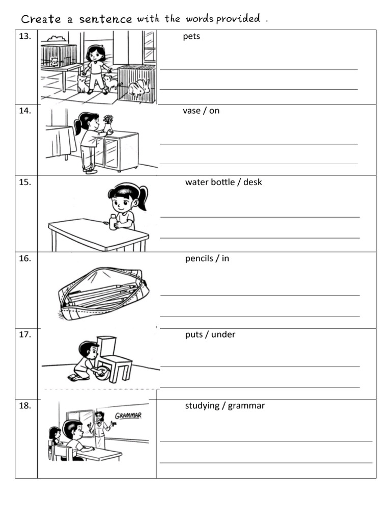 Create Sentences Worksheet (13-30) | PDF