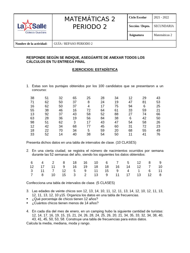Guia Repaso Per 2 Mate 2 | PDF