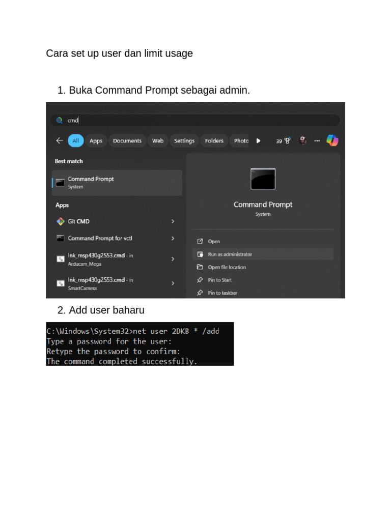 Cara Set Up User Dan Limit Usage | PDF