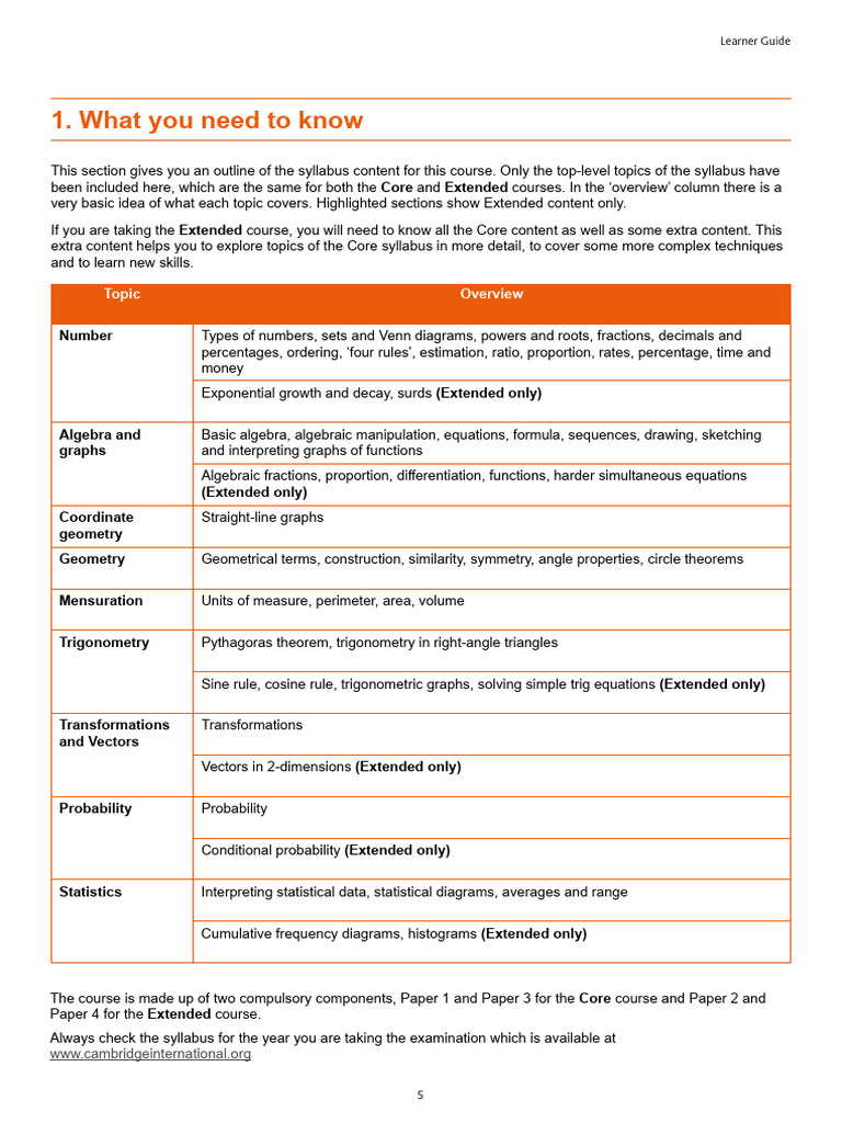 2025 IGCSE Maths Learner Guide | PDF | Trigonometry | Mathematics