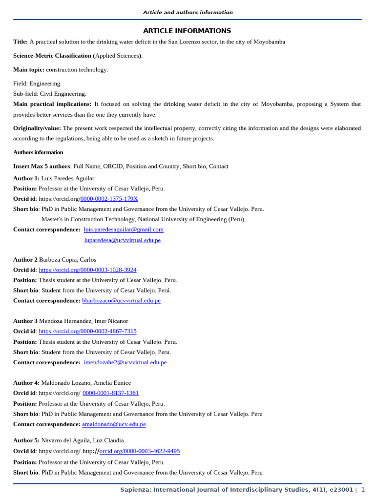 Article Author Information | PDF | Science