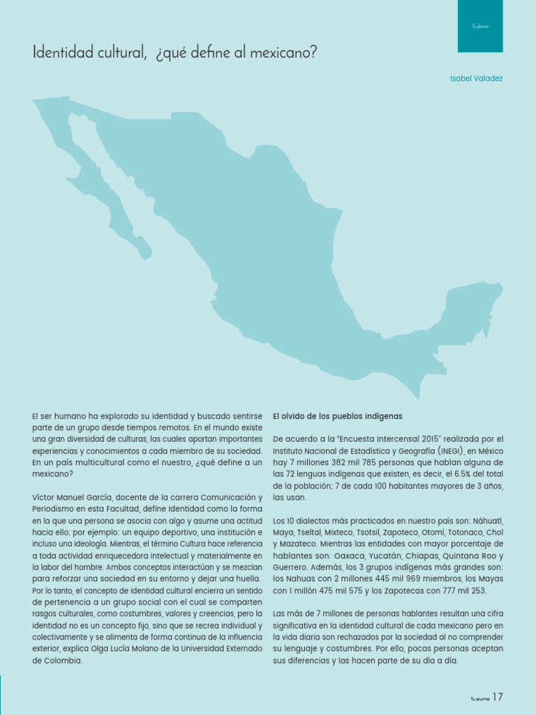 Identidad Cultural, ¿Qué Define Al Mexicano?: Isabel Valadez | PDF ...