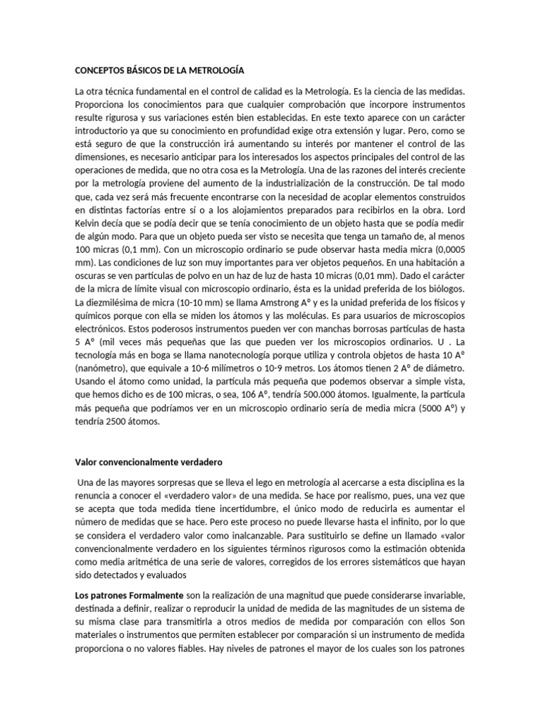 Conceptos Básicos de La Metrología | PDF | Calibración | Science