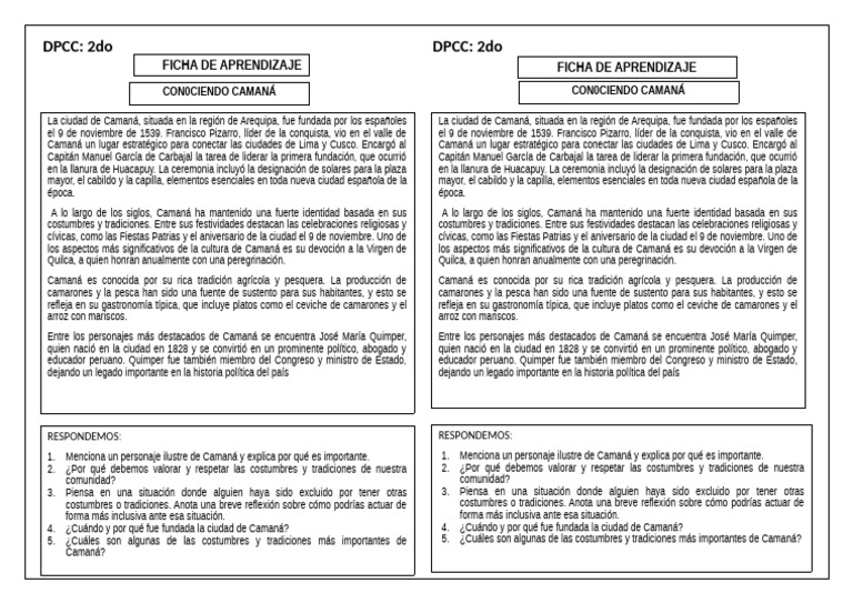 DPCC: 2do DPCC: 2do: Ficha de Aprendizaje Ficha de Aprendizaje | PDF | Mariscos