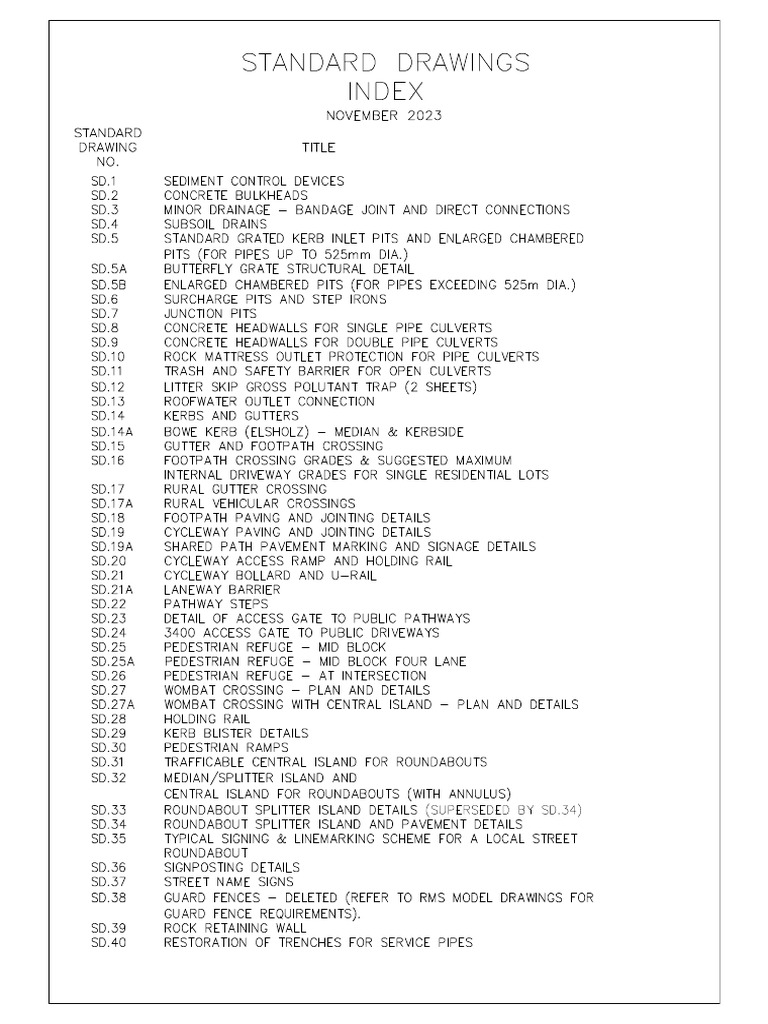 Hills Shire Council Standard Drawings | PDF | Road | Trees