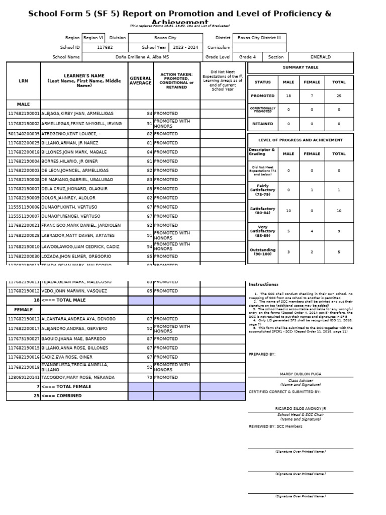 SF5 - 2023 - Grade 4 - EMERALD | PDF