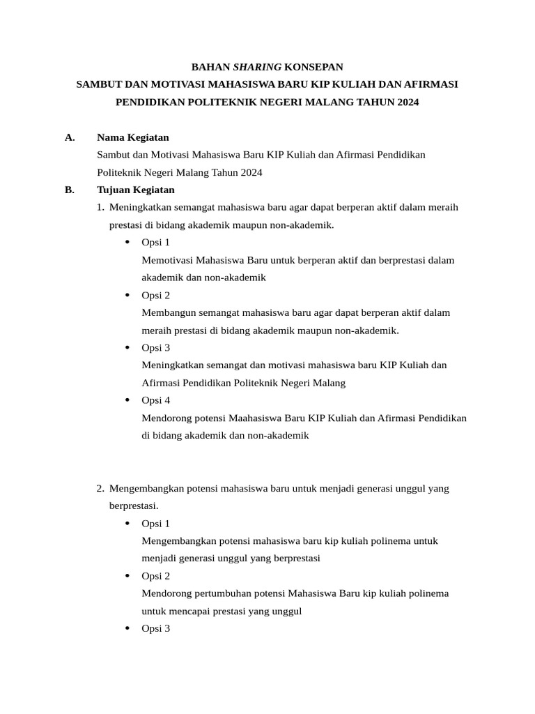 Bahan Sharing Konsepan Samba Tahun 2024 | PDF