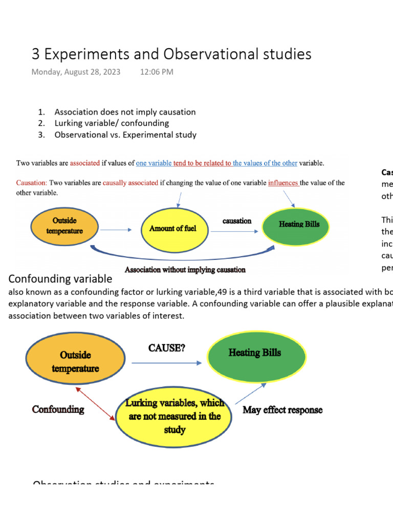 3 Experiments and Observational Studies | PDF | Experiment | Confounding