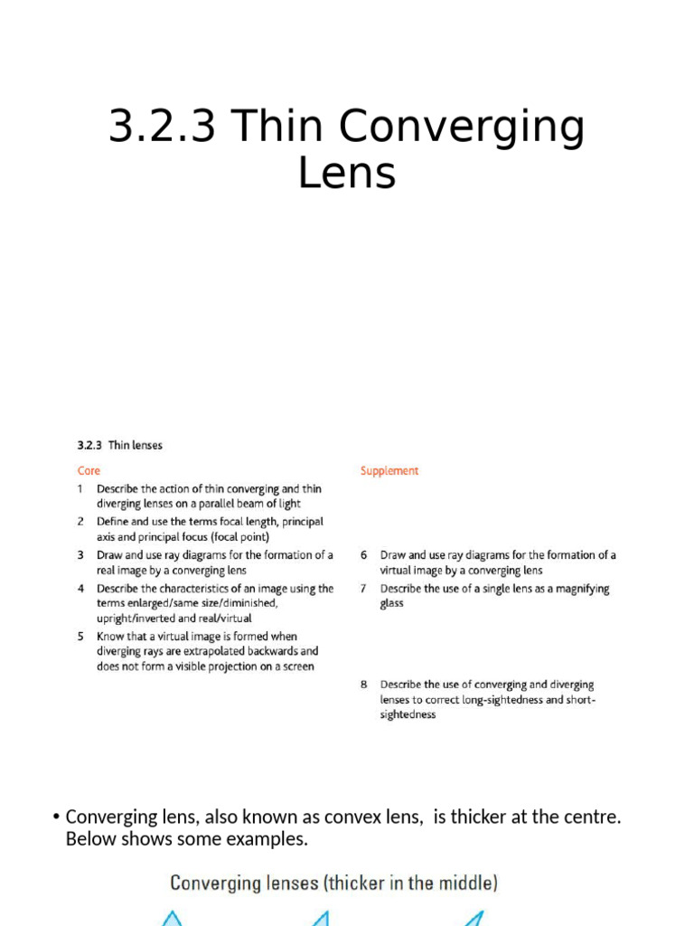 Understanding Thin Converging Lenses | PDF | Electrodynamics | Atomic
