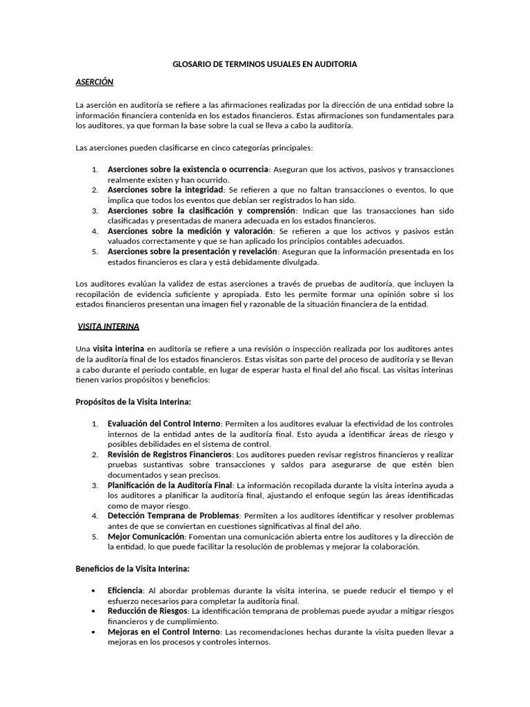 Glosario de Terminos Usuales en Auditoria | PDF | Auditoría | Contabilidad