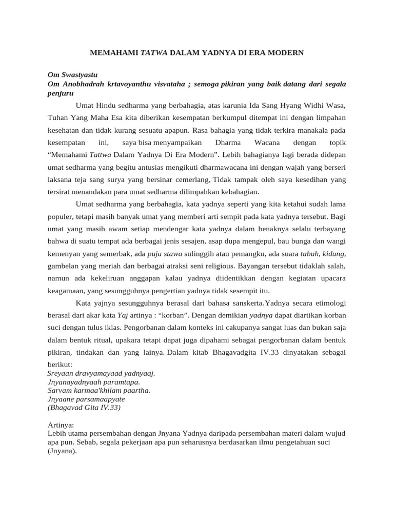 Dharma Wacana Tatwa | PDF