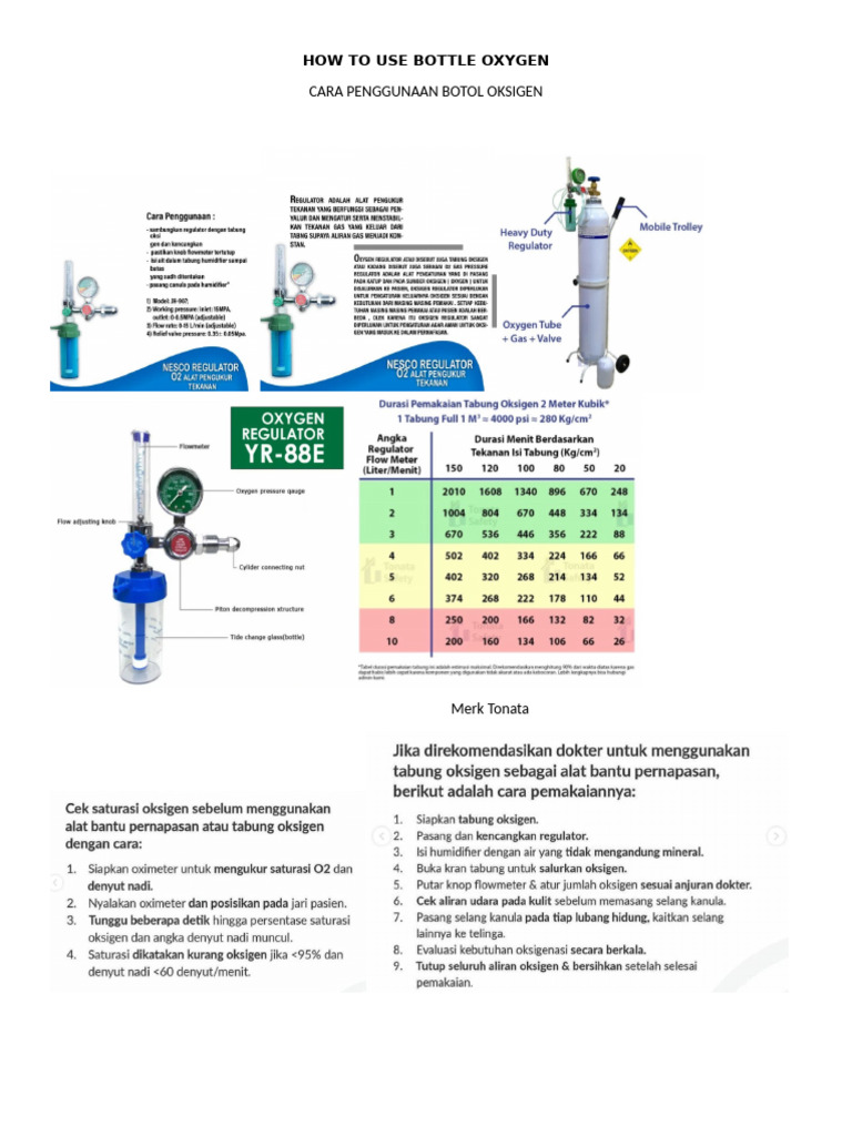 Materi Training How To Use Bottle Oxygen | PDF