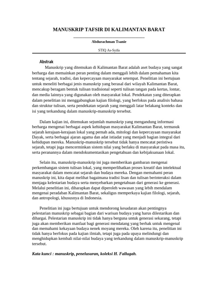 Manuskrip Kalimantan Barat 2 | PDF