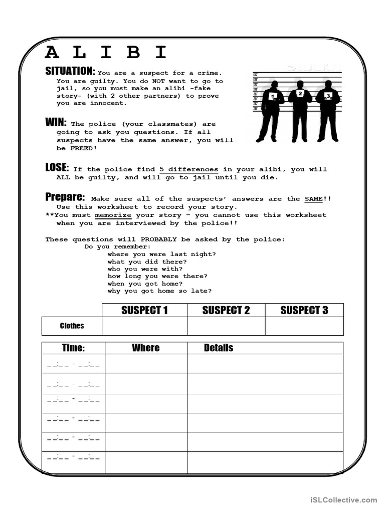 Alibi | PDF | Games & Activities | Mystery, Thriller & Crime Fiction