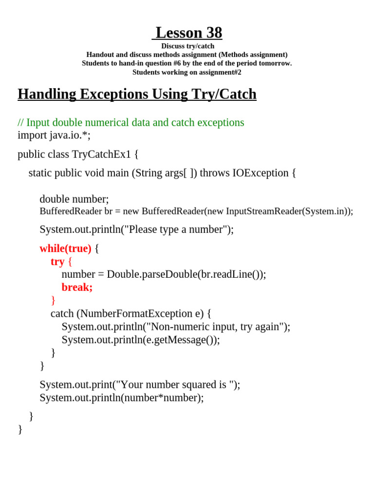 Lesson 38 - TryCatch | PDF | Computer Programming | Software Engineering