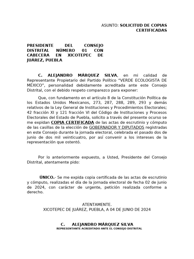 Se Sol Cop Cert Ante El Consejo | PDF