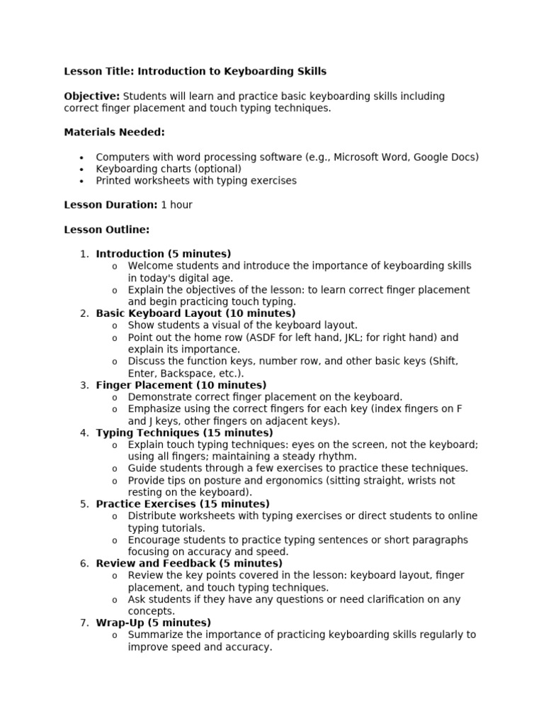 Introduction To Keyboarding Skills | PDF | Computer Keyboard | Human ...