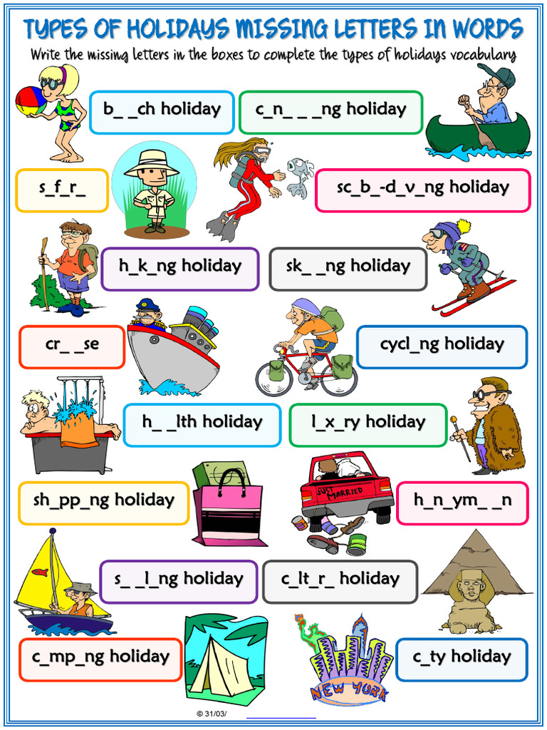 Types of Holidays Vocabulary Worksheet | PDF