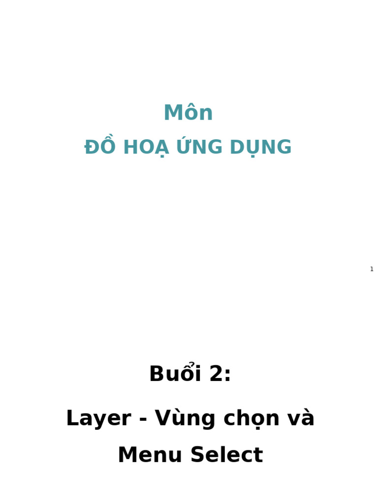 Buoi 02-03 - Layer - Vung Chon - Menu Select | PDF