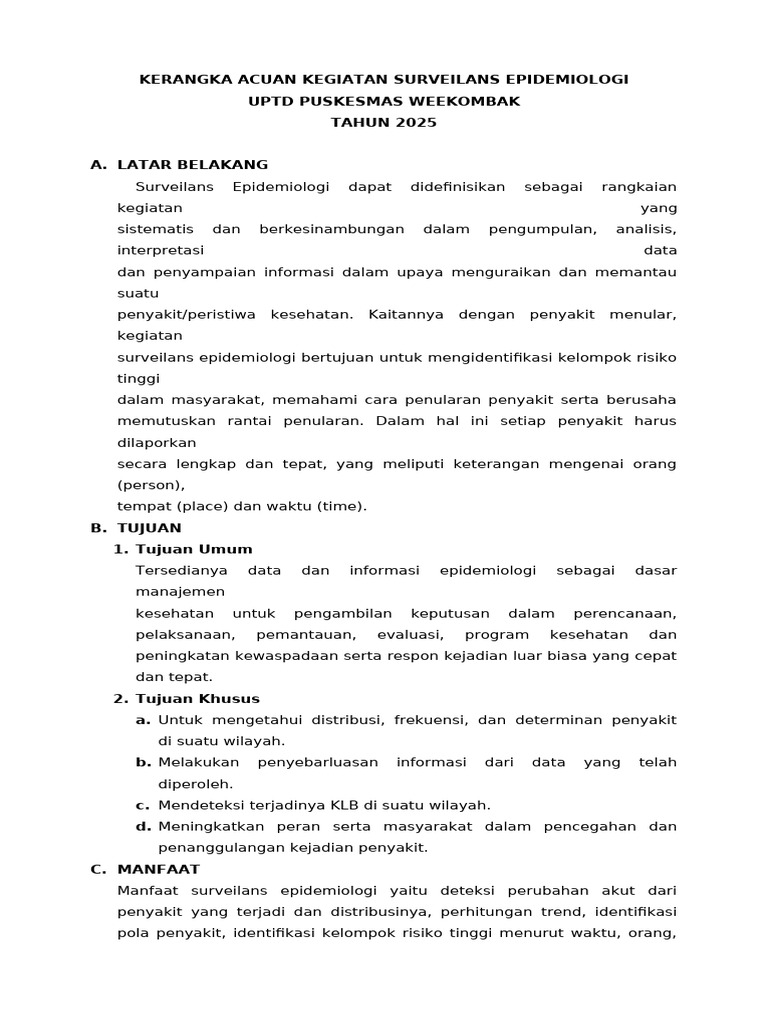 2025 Tor Kak Surveilans Epidemiologi | PDF
