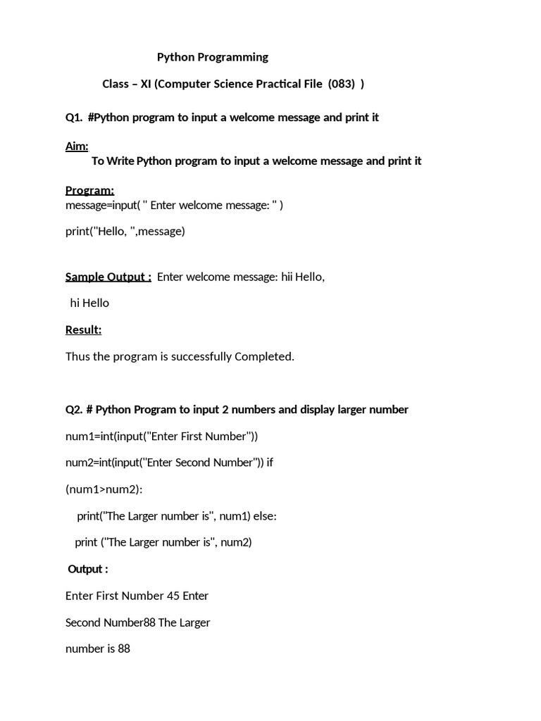 Class 11 CBSE Computer Science General Practical | PDF | Mathematics ...