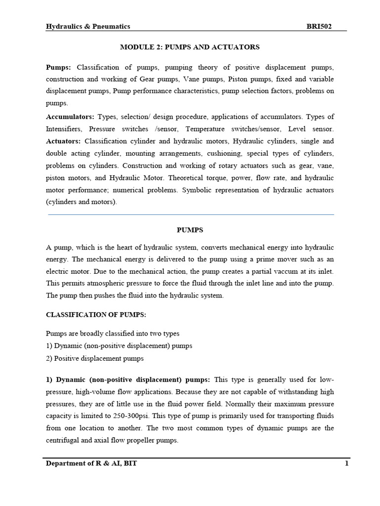 module 2 HP Notes | PDF | Pump | Actuator